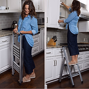2 Step Ladder | 2 Anti-Slip Steps | Folding Step Stool | 250 lb. Capacity