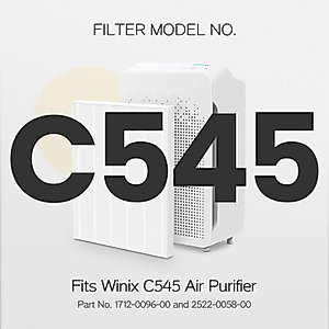 C545 Replacement Filter H13 Grade True HEPA Compatible with Winix C545 Air Purifier, for Winix Filter S, Part 1712-0096-00 and 2522-0058-00, Pack of 2 HEPA Filter and 8 Activated Carbon Pre-Filter