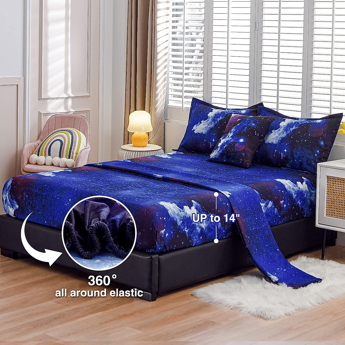 A Nice Night Galaxy 6Pcs Bedding Sets Outer Space Comforter Bed in a Bag 3D Printed Quilt,for Children Boy Girl Teen Kids,Twin 6Pcs
