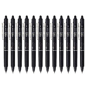 PILOT FriXion Ball Clicker Retractable Erasable Gel Pen, Fine Point, 0.7mm, Black Ink, 12 Count