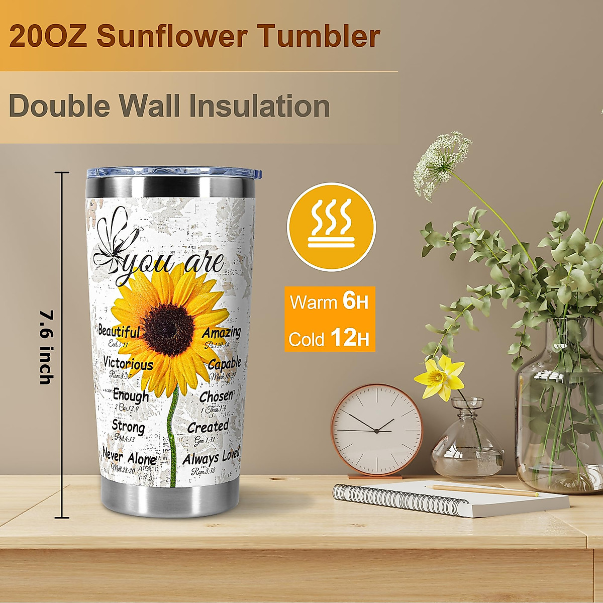 CHLJAR Sunflower Gifts for Women, Christian Gifts for Women Faith, Birthday Gifts, Catholic Spiritual Gifts, Thanking of You Gift for Her Mom Wife Bestie Sister Friend Grandma