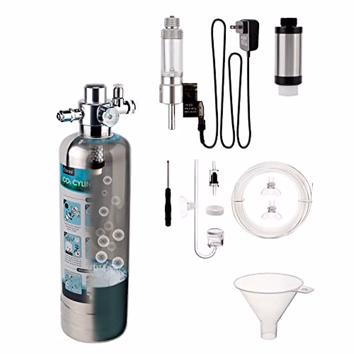 Clscea 1.3 L CO2 Cylinder Generator Kit with Solenoid Valve for Aquarium Plants (Mini)