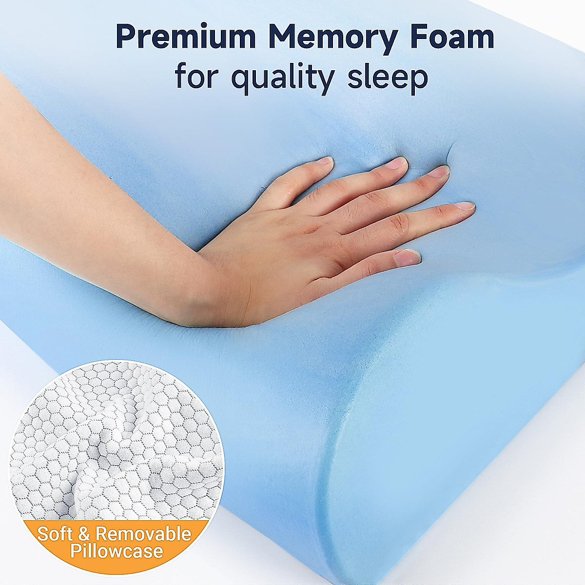 CushZone Neck Pillow,Memory Foam Pillow,Ergonomic Cervical Pillow for Pain Relief, Premium Bed Pillows,Support for Neck&Shoulder,for Side Back Stomach Sleeper, Dorm Room Essentials,Standard Size,Grey