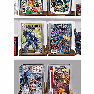 Comic Book Storage Holder - Display Case for Collectors – Patent Pending Wood & Acrylic Comics Box, Bin & Organizer - Magazines & Books Boxes for Organization - Stores Up To 150 Issues - 14.5x8 Inches (Dark Walnut)