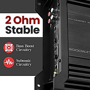 Mono-Block Mosfet Amplifier - 2 Ohm Stable, Heritage Series Car Audio Amplifier, Class “AB” High-Current Dual Discrete Drive Stages, 5 Way Protections with Bass Boost Circuitry - HTG158