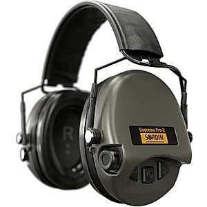 Sordin Supreme Pro-X Slim SFA Hearing Protection - Active Ear Defenders - Attenuation Ring for Increased SNR (31 dB) - Green