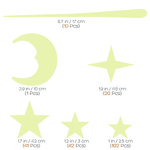 216 PCS Glow in Dark Stars and Moon, Glowing Stars Stickers for Ceiling and Wall Decals, Perfect for Kids Bedding Room or Party Birthday Gift