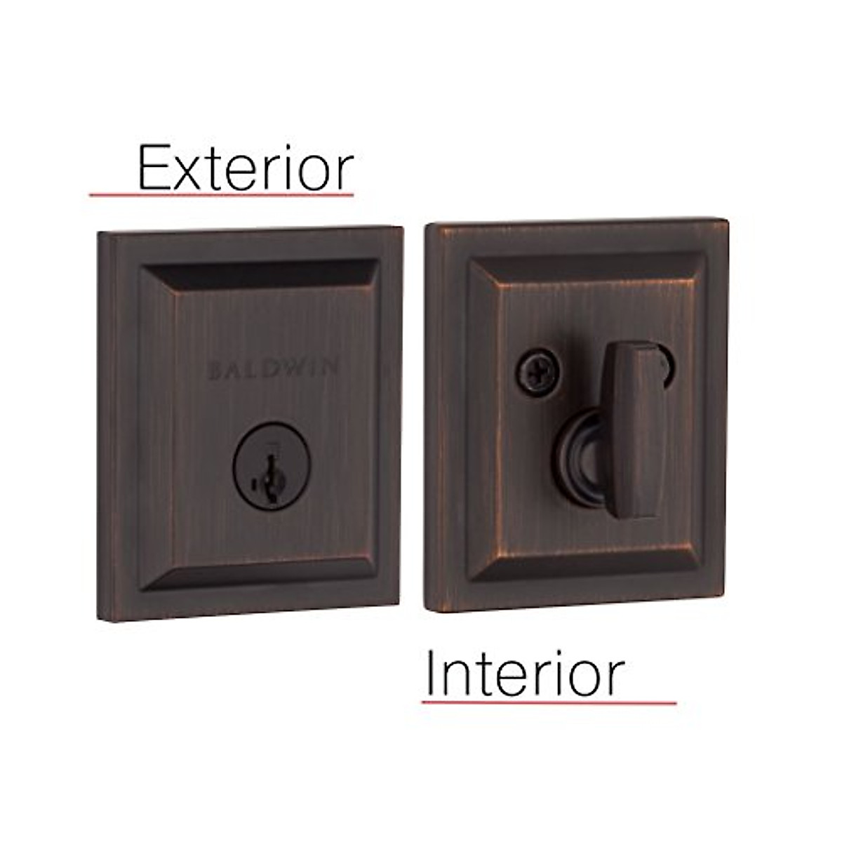 Baldwin Spyglass, Single Cylinder Front Door Deadbolt Featuring SmartKey Re-key Technology and Microban Protection, in Venetian Bronze