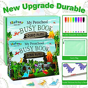 iGetooy Montessori Busy Book for Toddlers 1-3, Preschool Learning Activities Book, Newest Dinosaur Themes Busy Book for Kids Toys Ages 3-5, Kindergarten Preschool Workbook for Kids Boys Girls