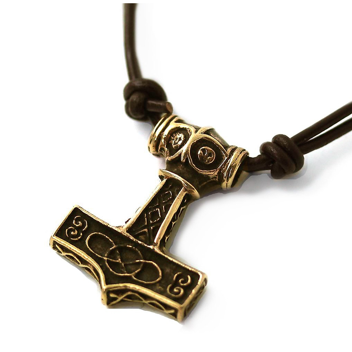 Bronze Celtic Knot Engraved Axe head Thors Hammer Mjolnir Norse Nordic Pendant Necklace Thailand Jewelry (Necklace)