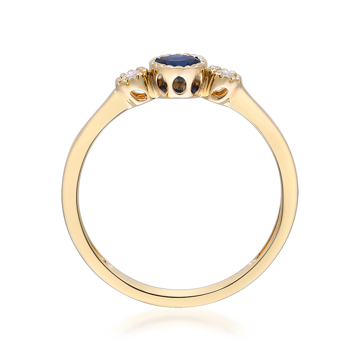 Gin & Grace 10K Yellow Gold Genuine Blue Sapphire and Natural Diamond (I1) Ring for Women.