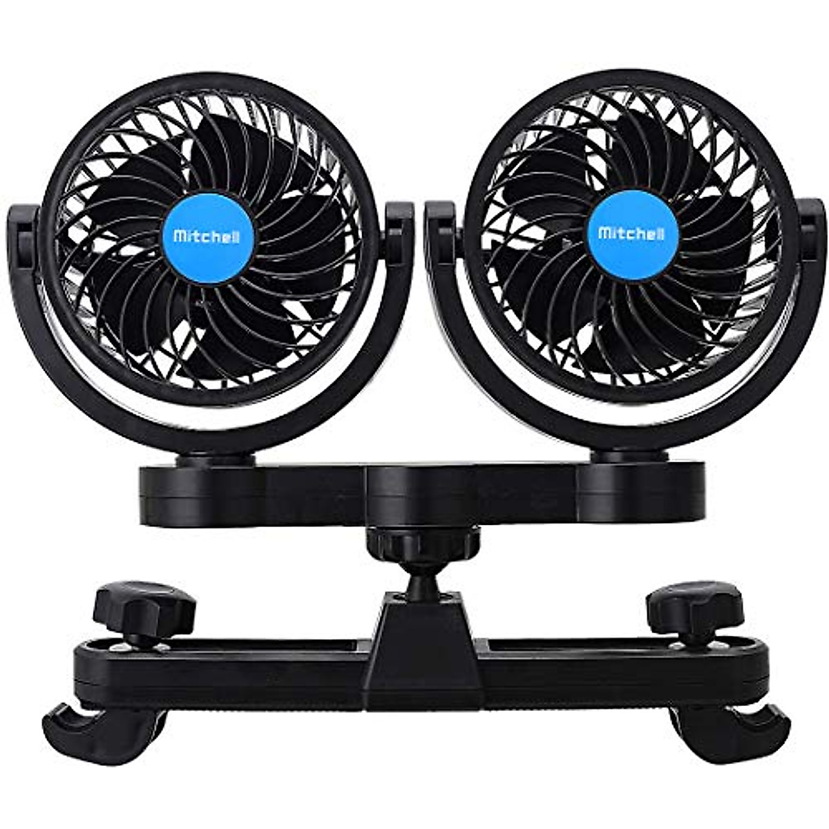 QIFUN Electric Car Fans for Rear Seat Passenger Portable Car Seat Fan, 4 Inches 12V Headrest 360° Rotatable Backseat Car Cooling Air Fan with Cigarette Lighter Plug for Vehicles, SUV, RV, Boat