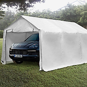 PUPZO Outdoor Patio 10x17 FT Heavy Duty Carport Car Canopy Garage Shelters 8 Steel Legs Waterproof Anti-Exposure White