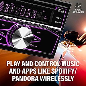 BOSS Audio Systems 850BRGB Car Stereo System - Double Din, Bluetooth Audio and Calling Head Unit, Aux in, USB, CD Player, Multi Color Illumination, AM/FM Radio Receiver, Hook Up to Amplifier