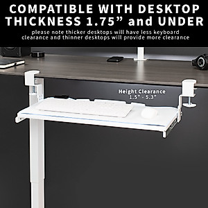 VIVO Large Height Adjustable Under Desk Keyboard Tray with RGB LED Light Mouse Pad, C-clamp Mount, 27 (33 with Clamps) x 11 inch Slide-Out Platform Computer Drawer for Typing, White, MOUNT-KB05GPW