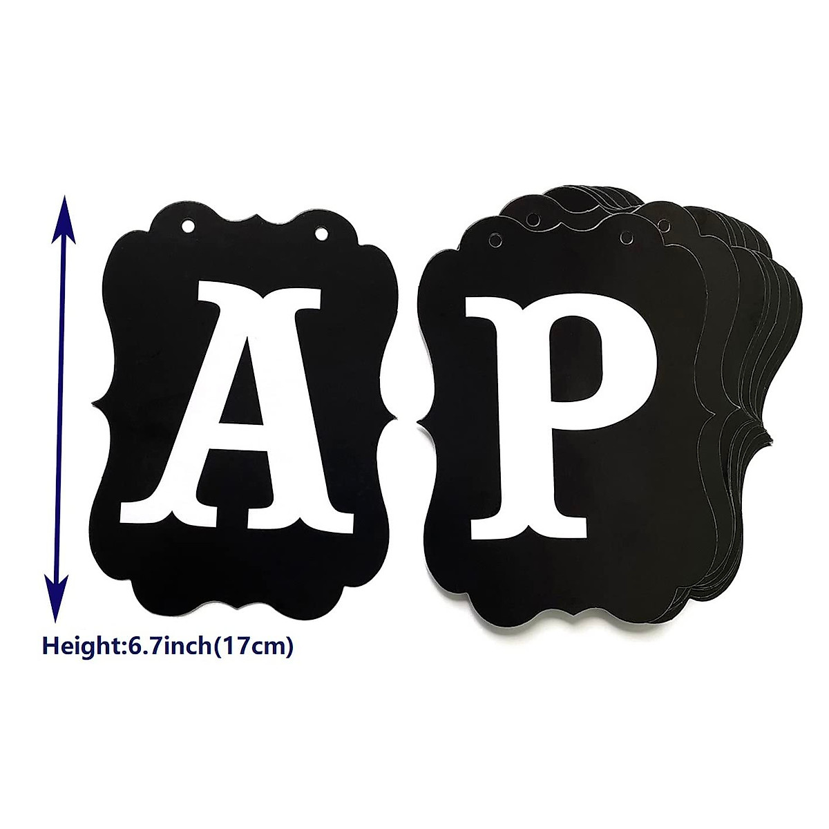 Large Black Happy Birthday Banner, Happy Birthday Bunting Sign with White Letters, Happy Birthday Decorations for Boys Women Men