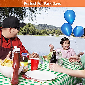 Picnic Table and Bench Fitted Tablecloth Cover, 3 Pack Set, KENOBEE Flannel Backing Elastic Edge Waterproof Wipeable Plastic Cover Fitted Vinyl Tablecloth for Home Goods Outdoor Patio,Green-White