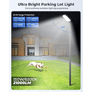 AGranTOP LED Parking Lot Light, 150W 21000LM Dusk to Dawn Outdoor Lighting Adjustable Outdoor Light Poles IP66 Waterproof Commercial Street Light for Yard, Barn, Driveway, Sport, Highway