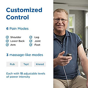 OMRON Max Power Relief TENS Unit Muscle Stimulator, Simulated Massage Therapy for Lower Back, Arm, Shoulder, Leg, Foot, and Arthritis Pain, Drug-Free Pain Relief (PM500)