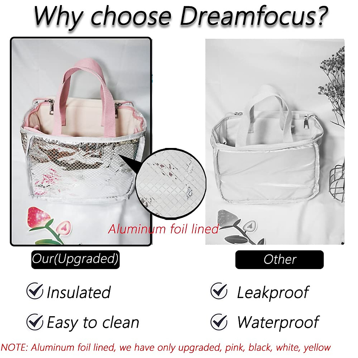 Dreamfocus Insulated Lunch Bag for Girls, Large Capacity, Handle and Strap, Cute Lunch Box for Kids Teen Women Work School Gifts