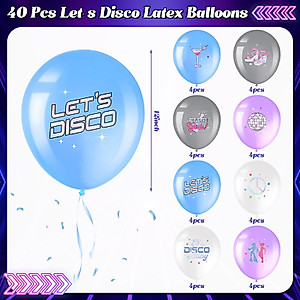 MiniInflat 40 Pcs Let's Disco Balloons Bachelorette Party Decorations 12 Inch Disco Ball Latex Balloons Girls Party Balloons for 70s Retro Theme Birthday Bridal Baby Shower Party Decoration Supplies