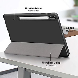 KuRoKo Samsung Galaxy Tab S8 Ultra 14.6 Inch Tablet Case with Pen Holder- Ultra Slim TPU Backshell Folio Stand Cover for Galaxy Tab S8 Ultra 14.6(SM-X900/ X906) (Black)