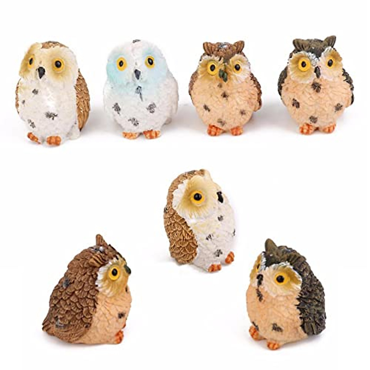Miraclekoo 8 Pcs Mini Resin Owls Miniature Figurines Fairy Garden Owl Ornament for Dollhouse, Plant Pot, Micro Landscape, Bonsai Craft Decor