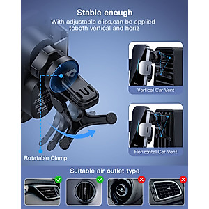 𝟮𝟬𝟮𝟯 𝗡𝗲𝘄 Weetla Wireless Car Charger,Charging Auto-Alignment, Air Vent 360° Adjustable Auto-Clamping Car Phone Holder Mount Wireless Charging for iPhone 15/14/13/12/11/Pro Max (Gray)