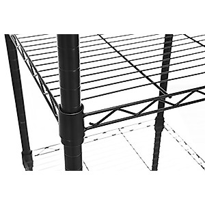 HollyHOME 5 Shelves Adjustable Steel Wire Shelving Rack in Small Space or Room Corner, Metal Heavy Duty Storage Shelf, Utility Rack, Bathroom Storage Tower Kitchen Shelving, Thicken Tube, Black