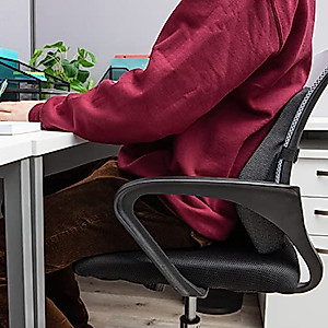 Mind Reader Ergonomic Lower Back Cushion, Office Chair, Posture Corrector, Memory Foam, 15.5" L x 3.75" W x 14.25" H, Black