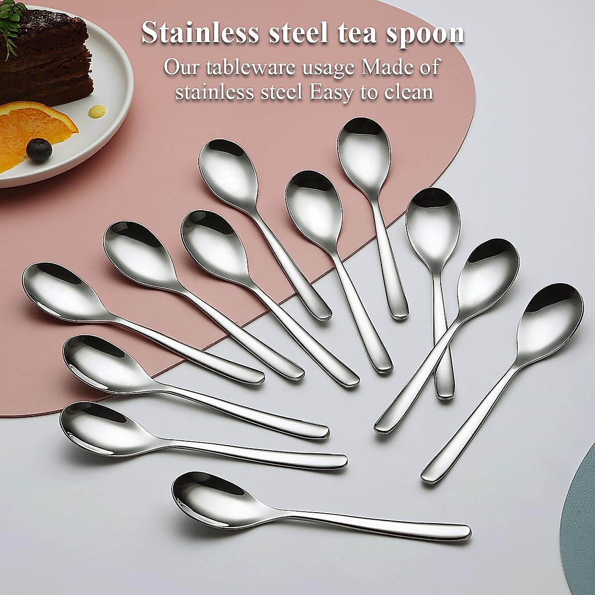 Kyraton Teaspoons Set of 12, Stainless Steel Coffee Spoon, Spresso Spoons for Home, Restaurant, Hotel, Parties, Dishwasher Safe