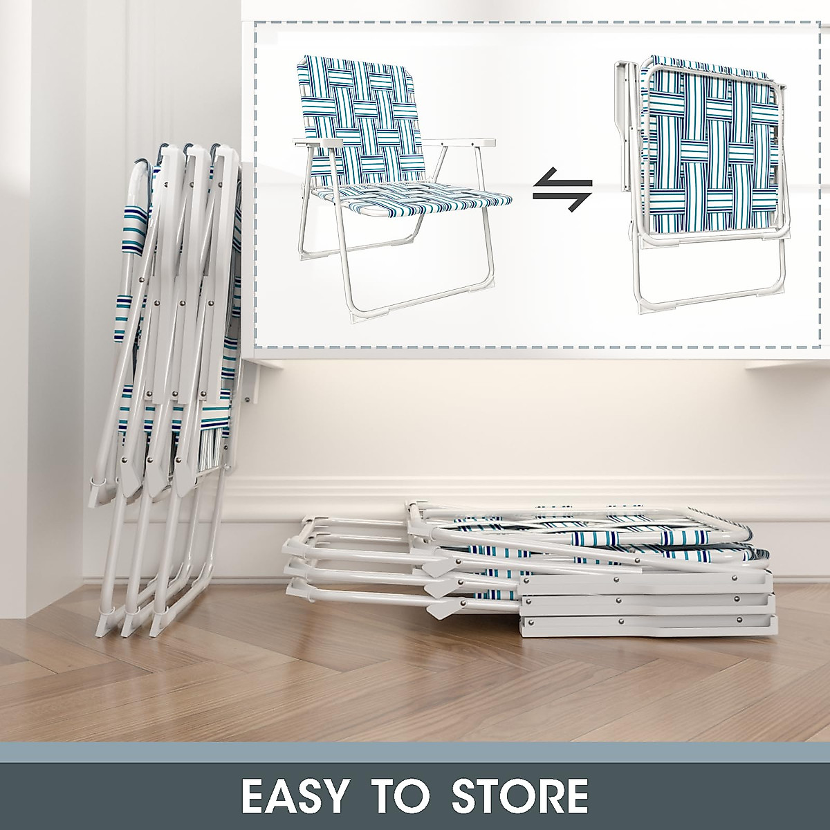 GREZJXC Beach Chair 2-Set,Camping Chairs Webbed Portable Lawn Chair Outdoor lounge Chair Portable Dining Chairs with Armrests for Camping