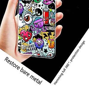 KJYF Phone Case for T-Mobile Revvl 6 Pro 5G (6.82"), with [1 x Tempered Glass Protective Film], Clear TPU Shell Ultra-Thin Anti-Scratch Case for T-Mobile Revvl 6 Pro 5G - Cartoon Graffiti