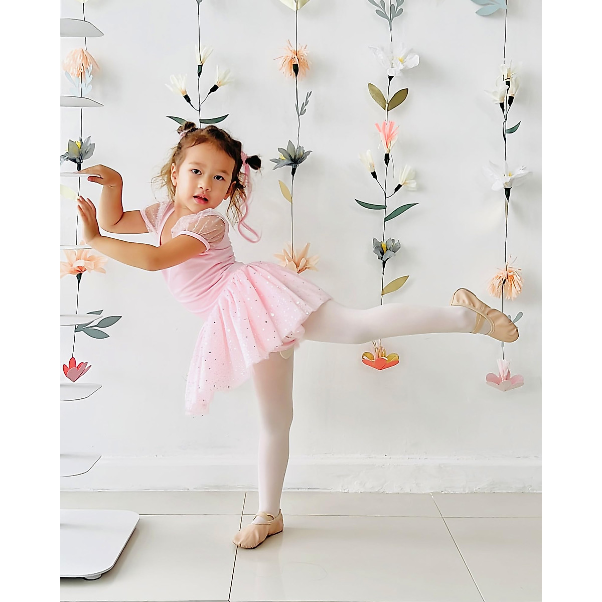 Stelle Ballet Shoes for Girls Toddler Ballet Slippers Soft Leather Boys Dance Shoes for Toddler/Little Kid/Big Kid (Ballet Pink, 2ML)