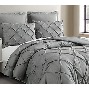 SupraSoft Estellar Comforter Set Pinch Pleat | Grey | King
