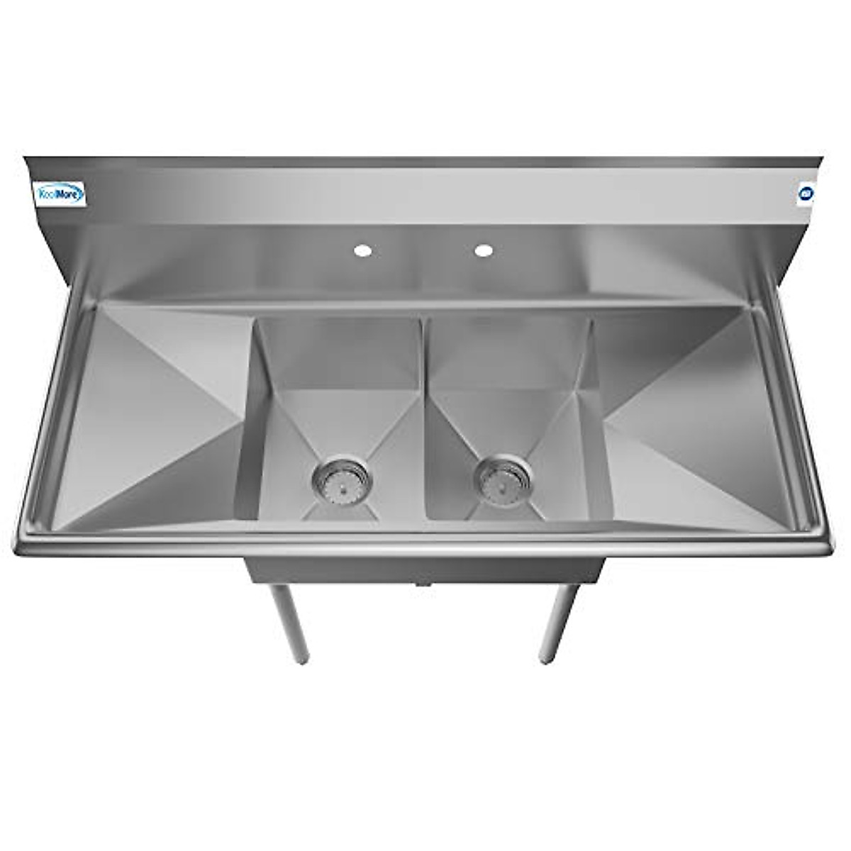 KoolMore - SB121610-12B3 2 Compartment Stainless Steel NSF Commercial Kitchen Prep & Utility Sink with 2 Drainboards - Bowl Size 12" x 16" x 10"