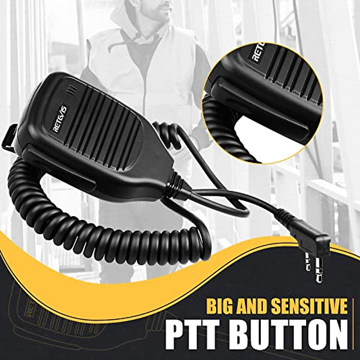 Retevis Shoulder Speaker Mic 2 Pin Walkie Talkie Speaker Microphone Compatible with Retevis H-777 RT21 RT22 RT68 RT86 RT85 RT22S RT19 RT17 Baofeng UV-5R UV-82 888S Arcshell AR-5 2 Way Radio(1 Pack)