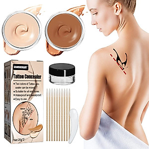 Tattoo Cover Up Makeup Waterproof,Tattoo Concealer For Dark Spots, Scars,Birthmarks Vitiligo,Scar Cover Up Makeup Waterproof,Tattoo Cover-Up Makeup,Body Makeup Cover for Men and Women (2x30ml)