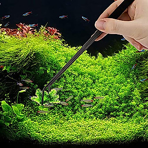 Trabulate zhuohua Aquarium Aquascape Plant Tools Kits,Including Stainless Steel Black Aquarium Scissor Tweezers Spatula Tool and Flexible Pipe Cleaner with Stainless Steel Long Tube Cleaning Brush