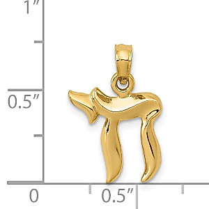 14K Yellow Gold Chai Necklace Judaica Religious Pendant Israel Charm 19mm x 13mm Only