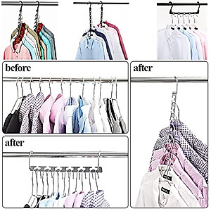 Space Saving Hangers Magic Hanger Closet Space Saver Organizers and Storage Wardrobe Space Saving Clothes Hangers Space Saving Hangers for Clothes Hanger Organizer (Black-Metal)
