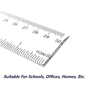 Kyweel 2 Packs of Plastic Ruler Measuring Tools, Suitable for Schools, Offices, Homes, with Inches and Metric (Transparent, 12 Inches)