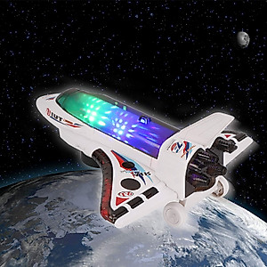 Devan Bump and Go Electric Space Shuttle Airplane Toy with Flashing 3D Lights and Sounds