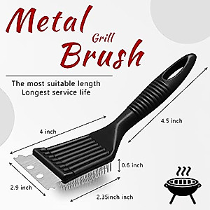 2 Pieces 8 Inch Grill Brush and Scraper Stainless Steel Wire Grill Brush Extra Strong BBQ Cleaner Accessories Heavy Duty Barbecue Grill Cleaning Brush Grill Grate Brush Cleaner
