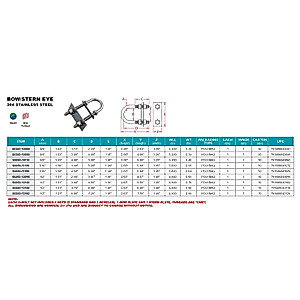 STAINLESS STEEL BOW/STERN EYE, 3/8" TO 1/2", U-BOLT INCLUDES 4 NUTS (9 DIFFERENT SIZES) (S0353-13150)