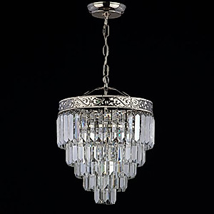 JONATHAN Y JYL9006A Wyatt 12" 2-Light Crystal LED Chandelier Contemporary,Classic,Traditional Dimmable, Adjustable, for Foyer, Closet, Dining Room,, PolishedNickel/Clear