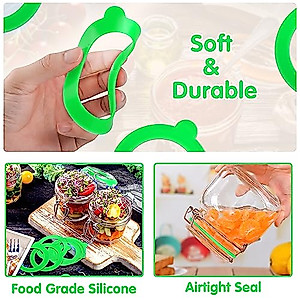 12 Pcs Replacement Silicone Gasket Seals for Jars Leakproof Airtight Rubber Sealing Rings for Regular Mouth Canning Jar, 3.75 Inches (Green)