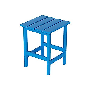 WestinTrends Outdoor Side Table, All Weather Poly Lumber Adirondack Small Patio Table Square End Table for Pool Balcony Deck Porch Lawn Backyard, Pacific Blue