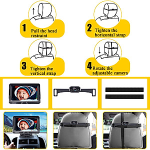 Baby Car Mirror,AHD 1080P Baby Car Camera with 5'' Monitor System for Car Back Seat Full View Infant,Powerful IR Night Vision Aimed at Baby-Easily to Observe Baby's Behavior Movement-LK13