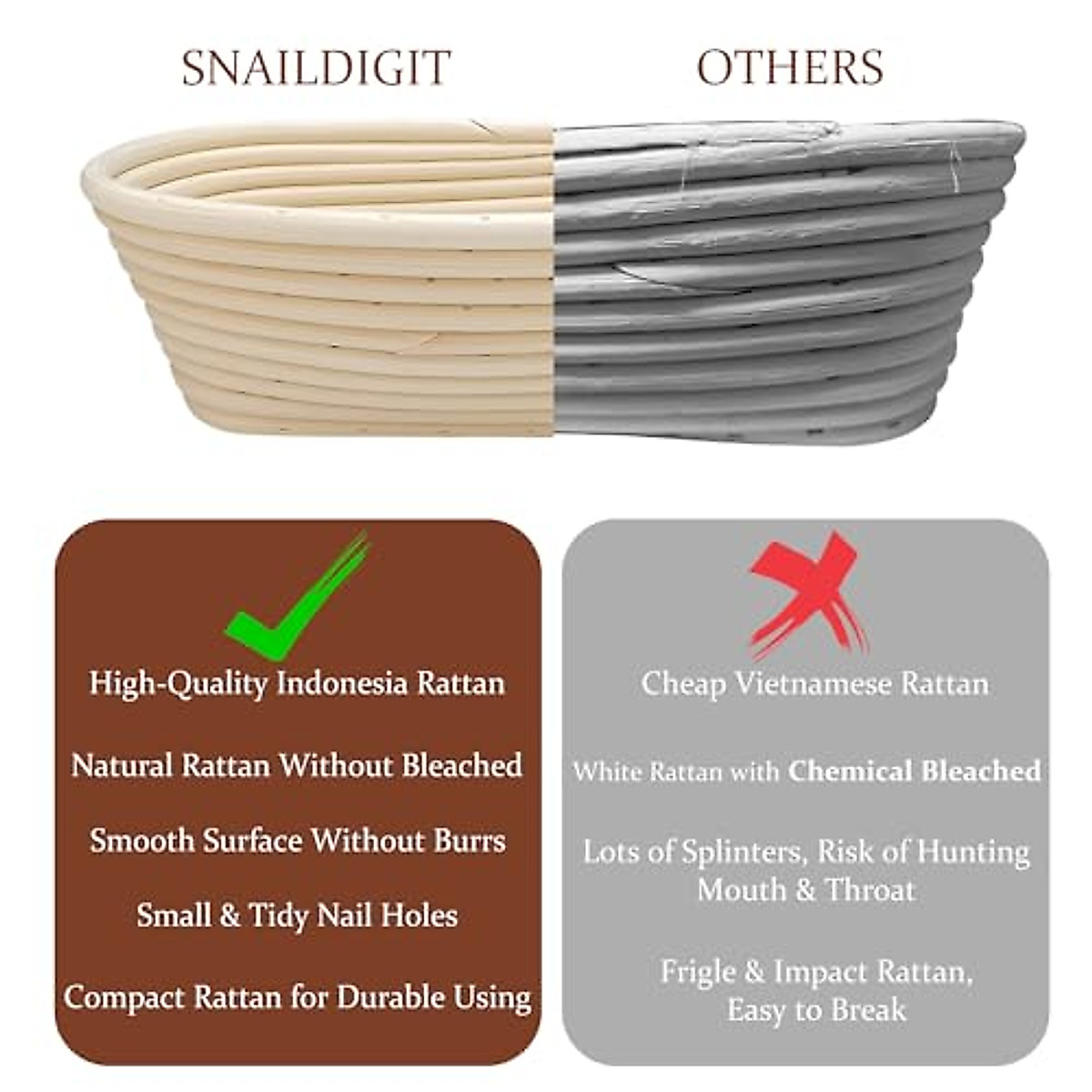 Banneton Bread Proofing Basket Set of 2: 10 Inch Oval Dough Proofing Bowls with Liners, Bread Basket for Artisan Sourdough Bread Making for Professionals and Home Bakers